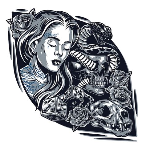 Free Vector Vintage Chicano Tattoo Style Template