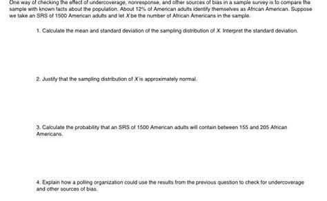 Solved One Way Of Checking The Effect Of Undercoverage