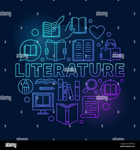 Literature Round Blue Illustration Vector Circular Reading Concept