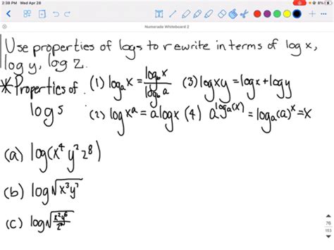 SOLVED Use The Properties Of Logarithms And Write Each Expression In