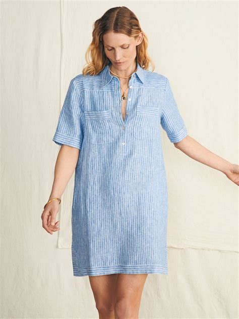 Rae Dress Skyway Railroad Stripe Faherty Brand