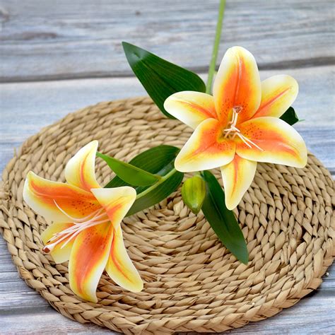 Bunga L2 Lily Latex Cabang 2 Artificial Bunga Lili Palsu Tiger Lilies Zeita Id