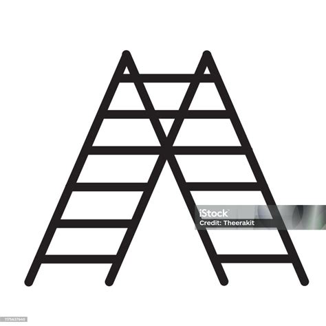 흰색 배경의 계단 아이콘입니다 플랫 스타일 웹 사이트 디자인 로고 앱 Ui에 대한 이중 사다리 아이콘 이중 사다리 기호 계단 표지판 가득 찬에 대한 스톡 벡터 아트 및 기타