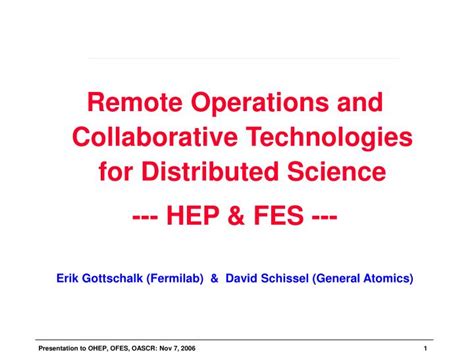 Ppt Remote Operations And Collaborative Technologies For Distributed