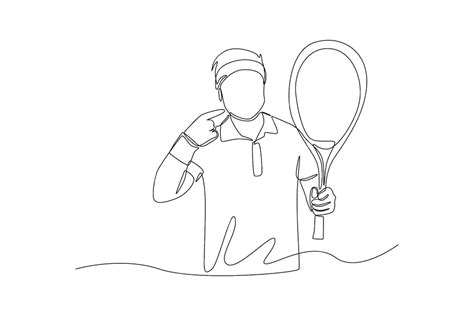 Un Seul Dessin Au Trait Sportif Pointant En Toute Confiance Vers Une