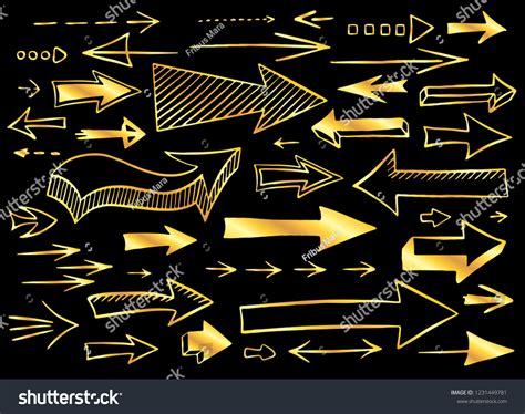 Hand Drawn Golden Back Forth Arrows Stock Illustration 1231449781