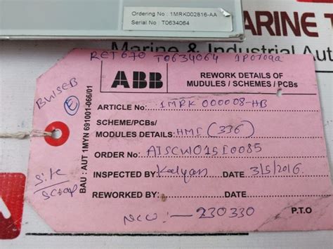 Abb Ret670 Protection Transformer Aeliya Marine