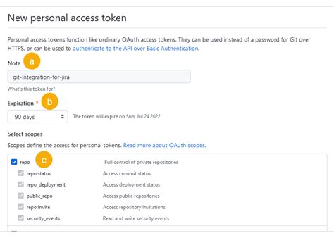 Creating Personal Access Tokens Git Integration For Jira Self Managed