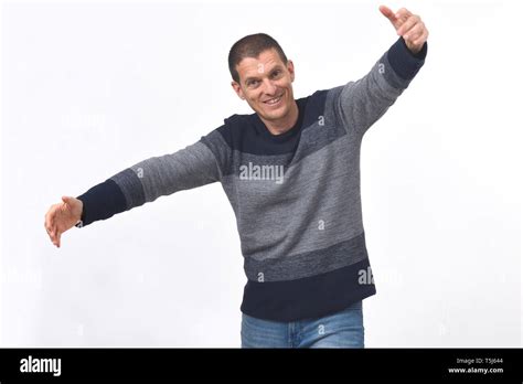 Man Hugging On White Background Stock Photo Alamy