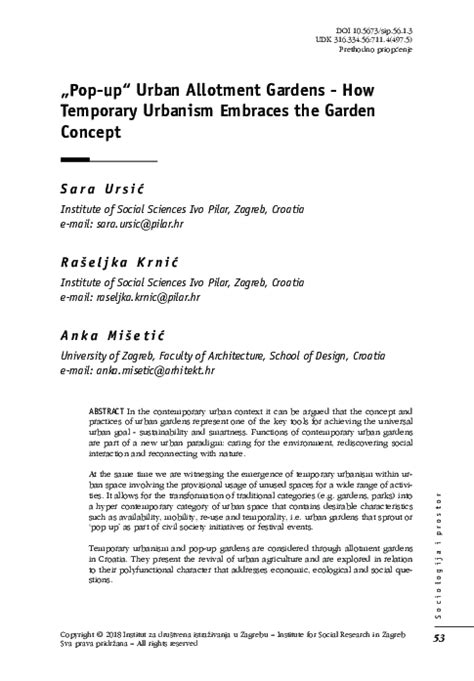 Pdf „pop Up Urban Allotment Gardens How Temporary Urbanism