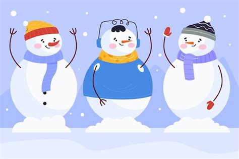 Premium Vector Flat Design Snowman Character Collection