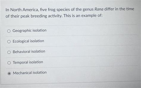 Solved In North America Five Frog Species Of The Genus Rana