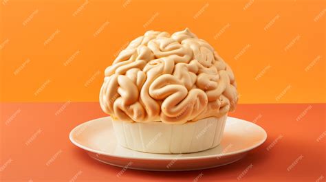 Premium Ai Image The Human Brain Made Of Cake On An Orange Background Brain Art
