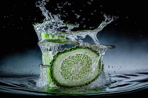 Premium Ai Image Summer Cucumber Slice In Water Concept