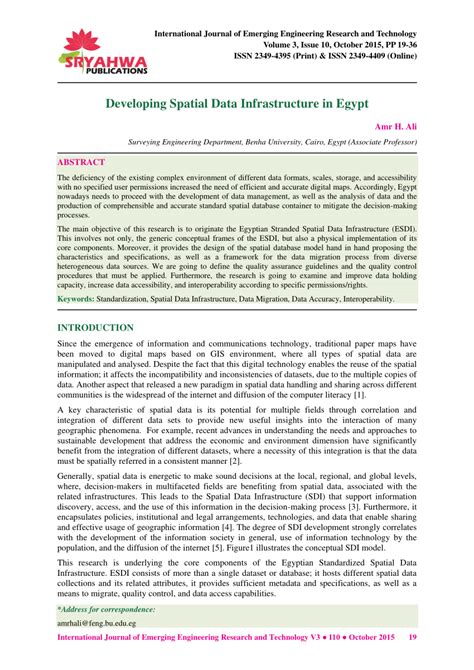 Pdf Developing Spatial Data Infrastructure In Egypt