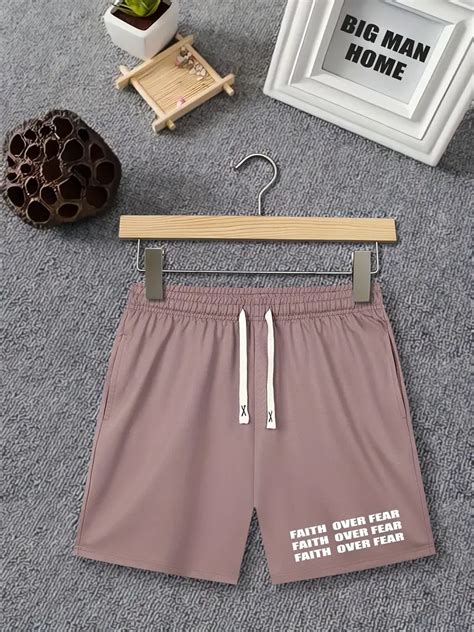 Mens Plus Size Streetwear Shorts Letters Graphic Print Temu Canada