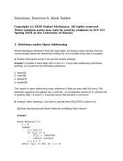 Solutions Exercise 09 Hash Tables Docx Solutions Exercise 9 Hash Tables Copyright C 2018