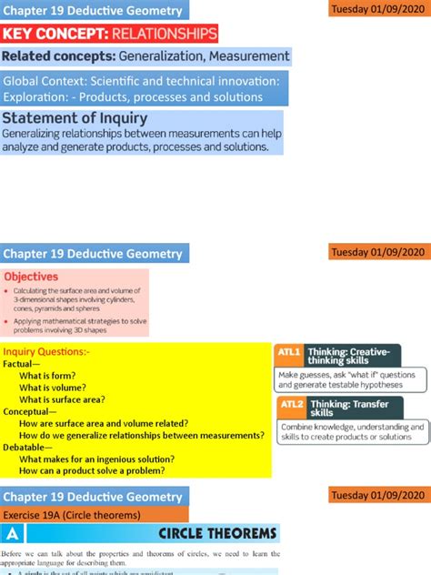 Myp5 Deductive Geometry Sheet 1 Pdf Circle Geometry