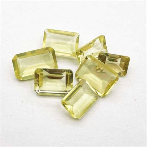 Naturel Citron Quartz Octogone Coupe Pierre Détachée Lot 7 Pièces 8 12