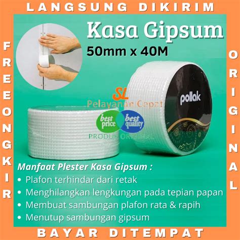 Jual Kasa Gipsum Plafon Perekat Sambungan Gypsum Plafon Retak Jaring Plester Perban Gypsum Fiber
