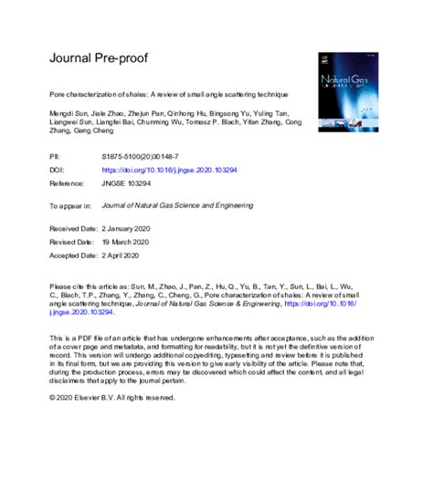Pdf Pore Characterization Of Shales A Review Of Small Angle