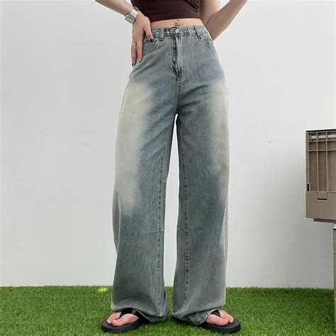 빅사이즈~2xl 수선no 숏기본롱기장 빈티지 워싱 포인트 데님 와이드 팬츠4color 에이블리 스토어