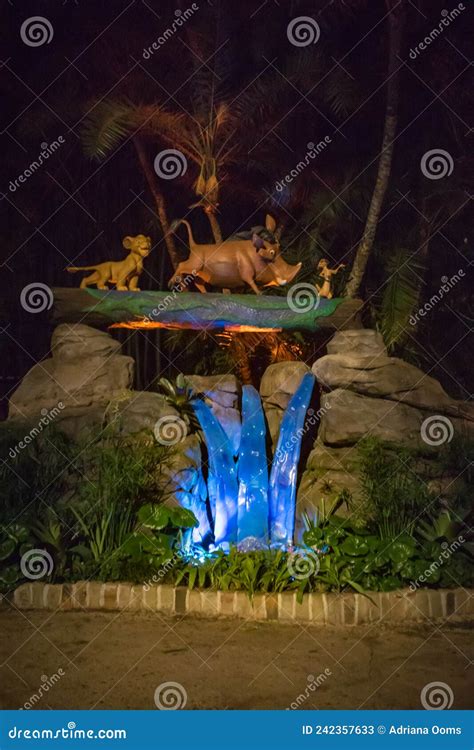 Simba Timon And Pumbaa 50th Anniversary Gold Statues Editorial Photo 237222625