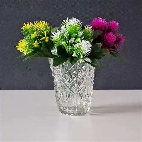 Soviet Vintage Cut Glass Vase Small Vase Clear Glass Flower Vase Etsy