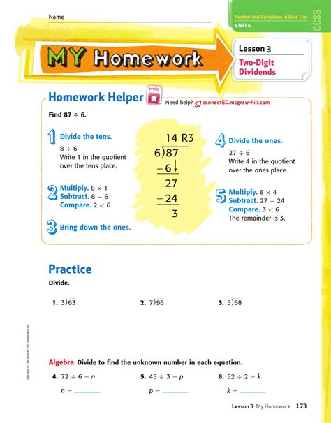 Mcgraw Hill My Math Grade 4 Printables Printable Templates