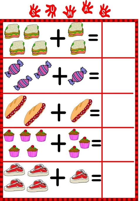Sumas Con Sanwichespastelitos Y Caramelos Fichas De MatemÁticas Para