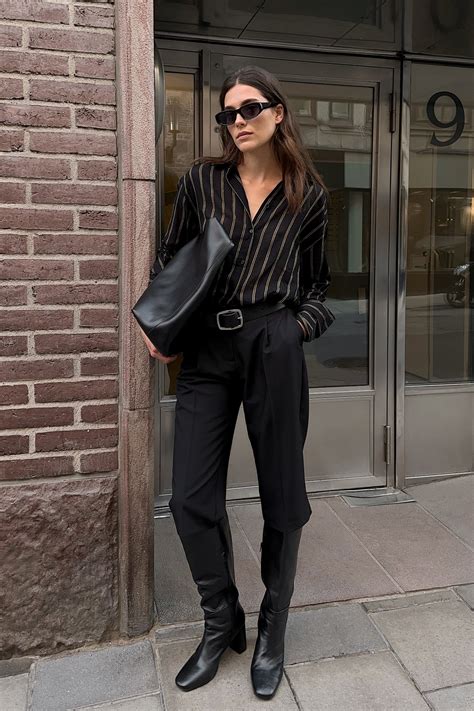 Knee High Leather Rounded Toe Boots Black Na Kd