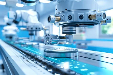 Digital Rendering Of A Robotic Assembly Line Symbolizing Advanced Manufacturing Technology And