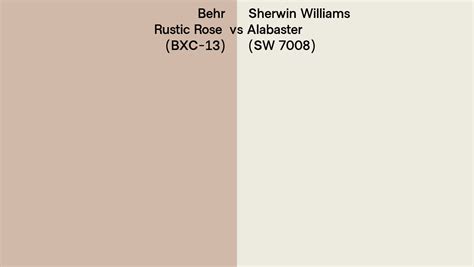 Behr Rustic Rose Bxc 13 Vs Sherwin Williams Alabaster Sw 7008 Side