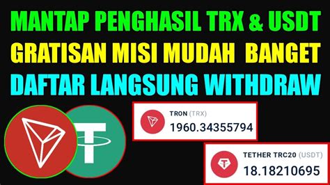 MANTAP BOS DAFTAR LANGSUNG WD PENGHASIL TRX USDT GRATIS CRYPTO