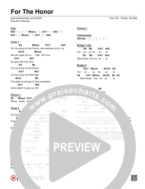 For The Honor Chords Pdf Elevation Worship Praisecharts