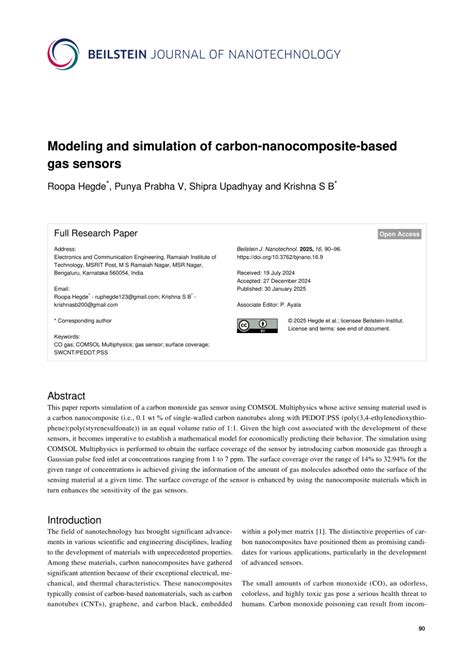 Pdf Modeling And Simulation Of Carbon Nanocomposite Based Gas Sensors