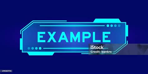 파란색 배경의 사용자 인터페이스 화면에 단어 예제가 있는 미래 지향적인 Hud 배너 고급에 대한 스톡 벡터 아트 및 기타 이미지 고급 공부 과학 Istock