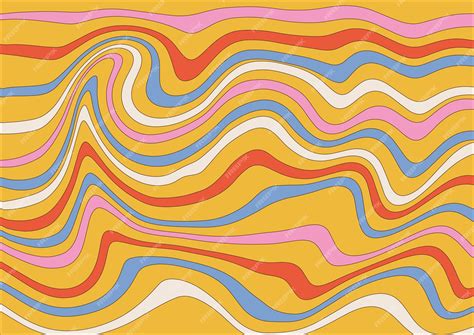 Premium Vector Abstract Horizontal Groovy Background With Colorful Asymmetrical Waves Trendy