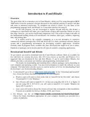 Lab Intro To R Pdf Introduction To R And Rstudio Overview The