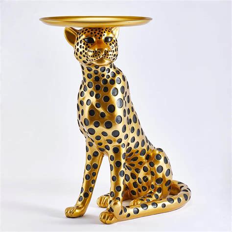 Golden Leopard Side Table For Bold Living Room Decor