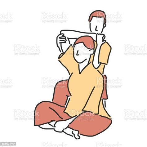 Spa Dan Pijat Dalam Berbagai Pose Tangan Digambar Gambar Garis