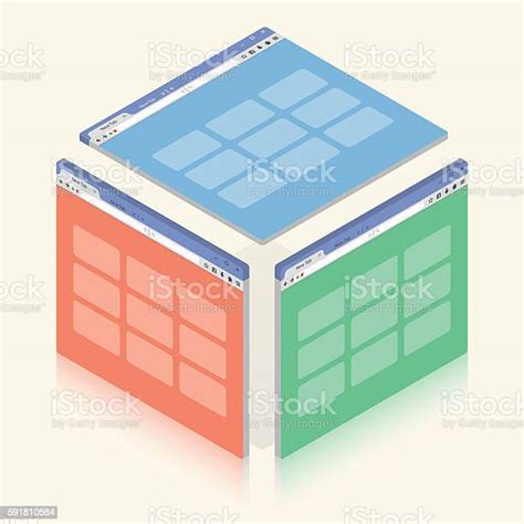 흰색 배경에 간단한 다채로운 등색 브라우저 창 벡터 일러스트레이션 0명에 대한 스톡 벡터 아트 및 기타 이미지 0명 3차원 형태 Istock