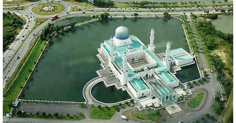 Aerial View Of Kota Kinabalu City Floating Mosque Sabah Borneo