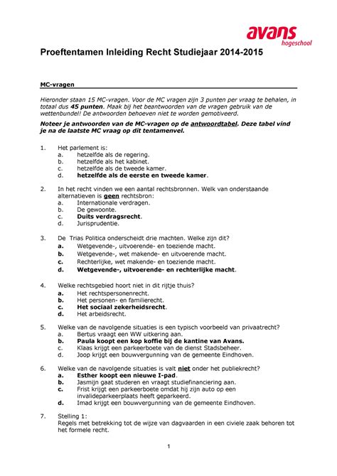 Proef Oefen Tentamen 2014 Vragen En Antwoorden Proeftentamen