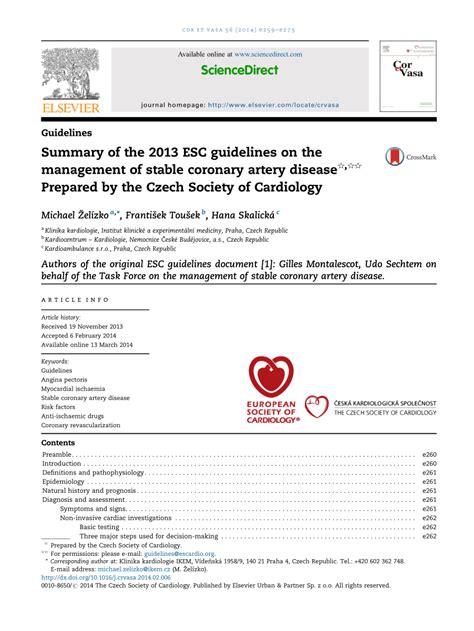 Pdf Summary Of The 2013 Esc Guidelines On The Management Of Stable
