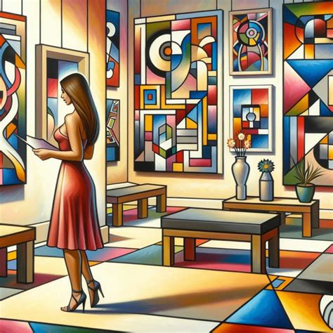 Vibrant Modern Art Customer Appreciating Contemporary Gallery Ai Art