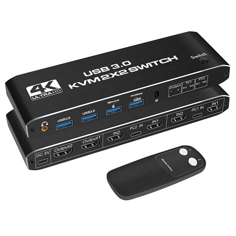 สวิตช์มอนิเตอร์ Hdmi Kvm 2x2 Hdmi Usb Kvm เข้า 2 ออก 4k 60hz Hdmi 20