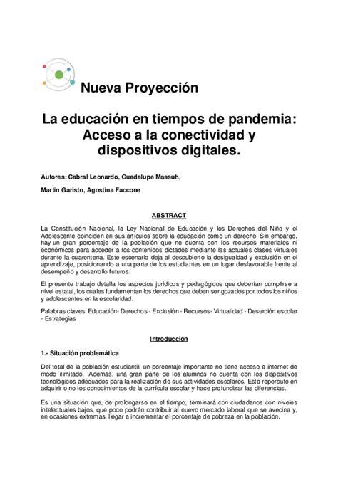 Pdf La Educación En Tiempos De Pandemia Leonardo Cabral
