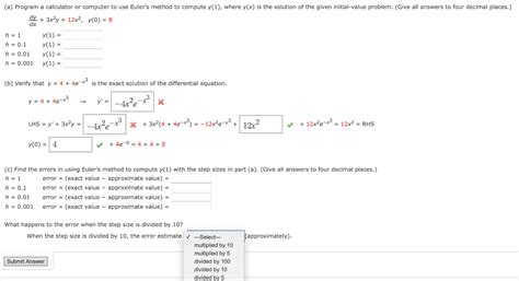 Solved A Program A Calculator Or Computer To Use Euler S Chegg