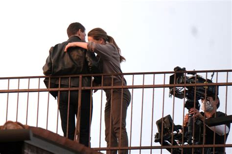 Rebecca Ferguson And Tom Cruise Filming A Scene For Mission